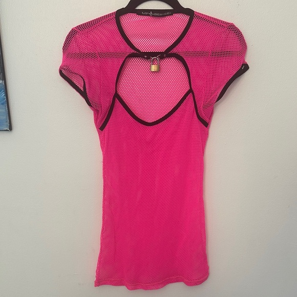 Lip Service | Tops | Vintage Y2k Lip Service Fishnet Padlock Top Pink ...